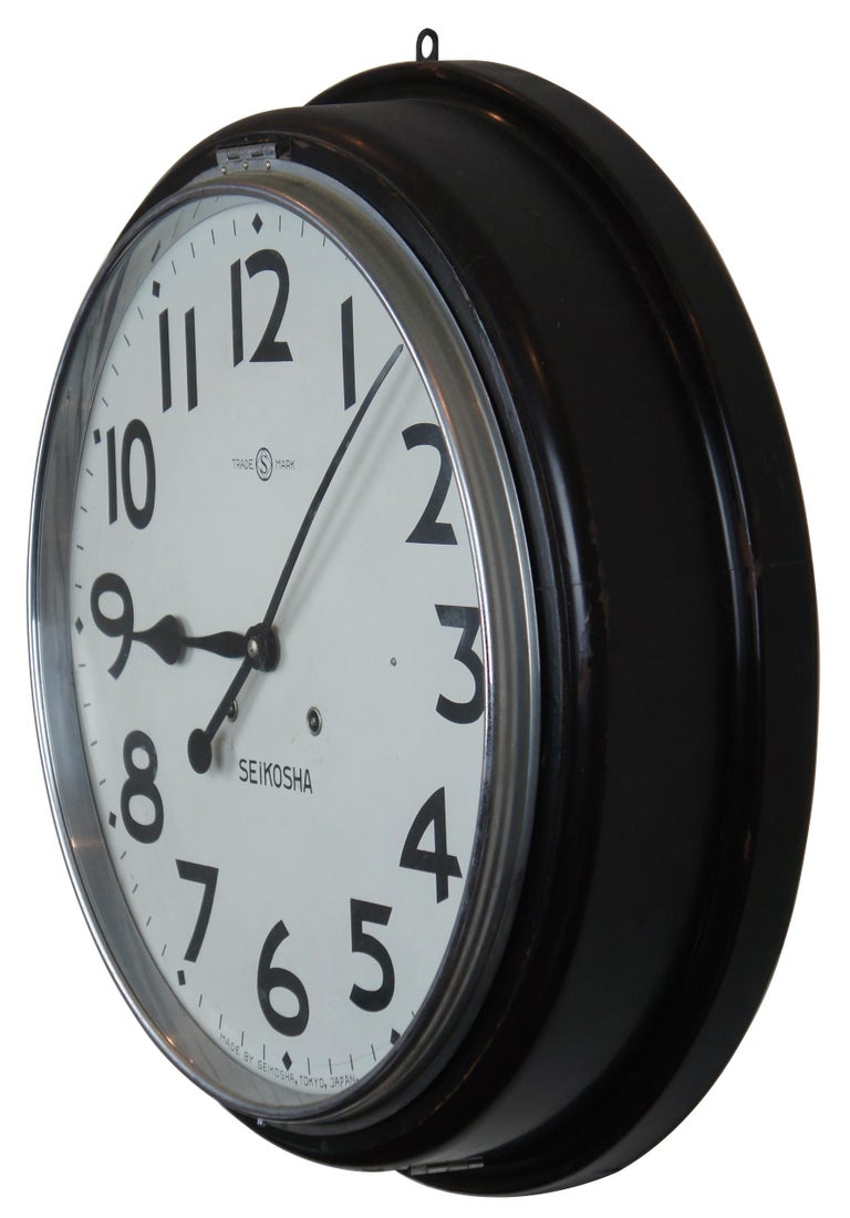 Antique Japanese Seikosha Round Railway School Ship Wall Clock Strikes ...