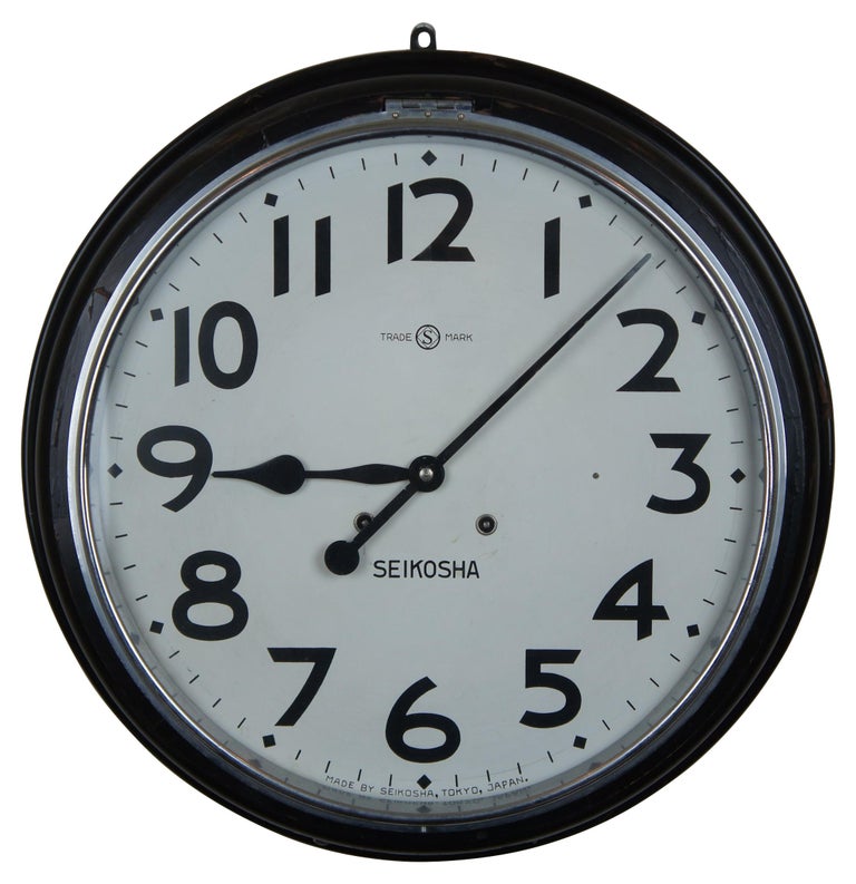 Antique Japanese Seikosha Round Railway School Ship Wall Clock Strikes ...