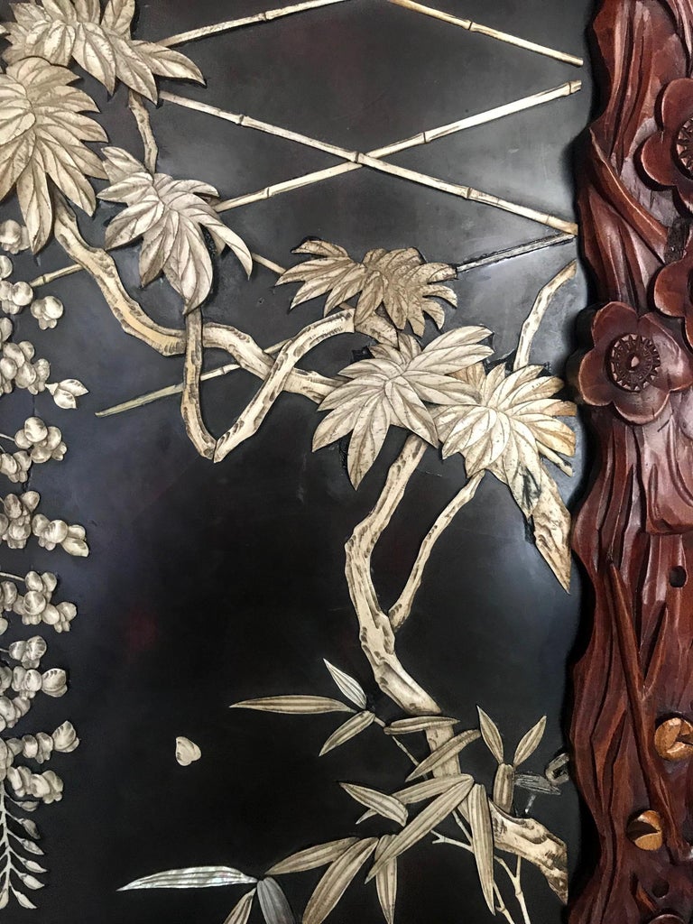 Antique Japanese Shibayama Lacquer Panel Meiji Period at 1stDibs ...