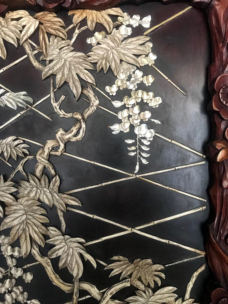 Antique Japanese Shibayama Lacquer Panel Meiji Period at 1stDibs ...