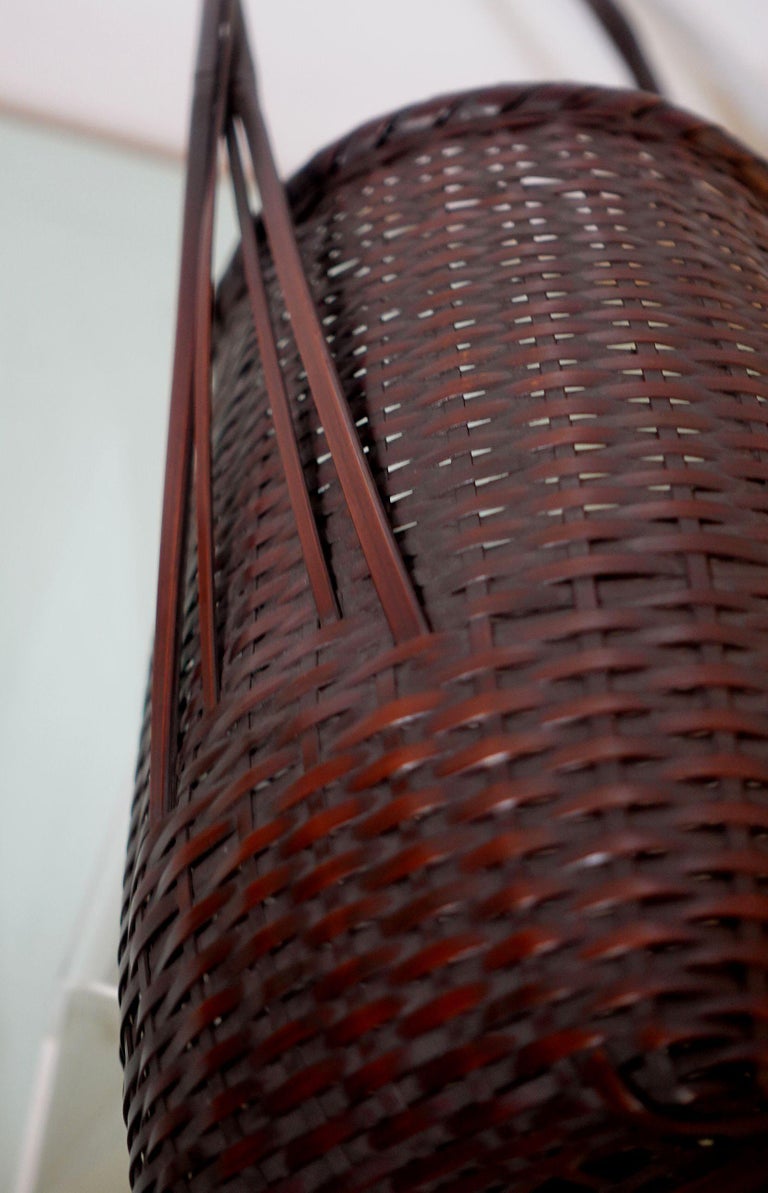 Antique Japanese Showa Period Bamboo Ikebana Basket For Sale at 1stDibs