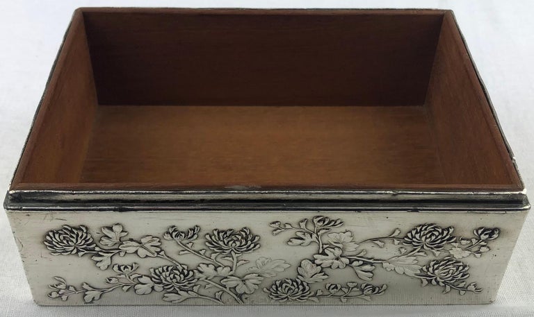 Antique Japanese Silver Cigar, Jewelry or Keepsake Box For Sale at 1stDibs