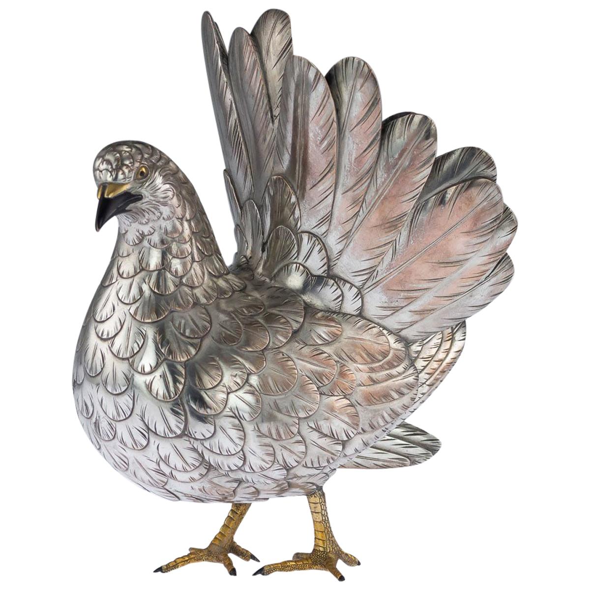 Antique Japanese Silvered Bronze Model of a Wood Pigeon, circa 1900 at ...