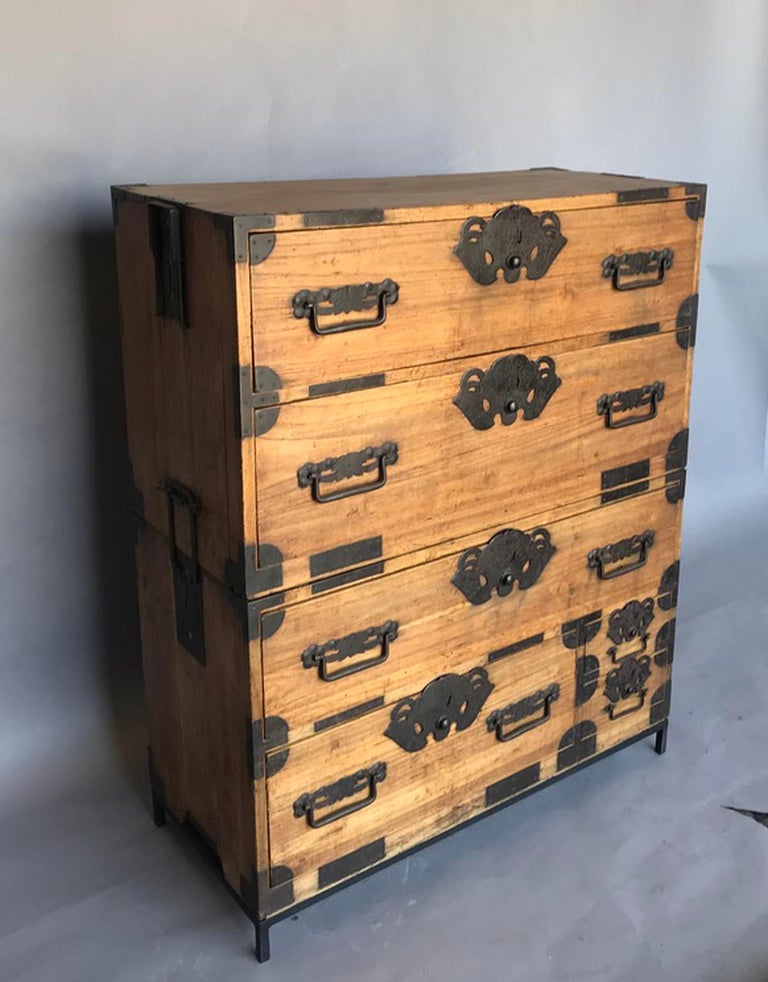 Antique Japanese Tansu on Custom Stand at 1stDibs