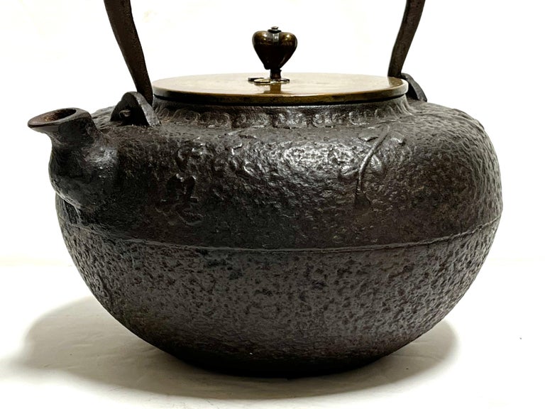 Antique Japanese Tetsubin Signed Bronze and Cast Iron Tea Pot Kettle ...