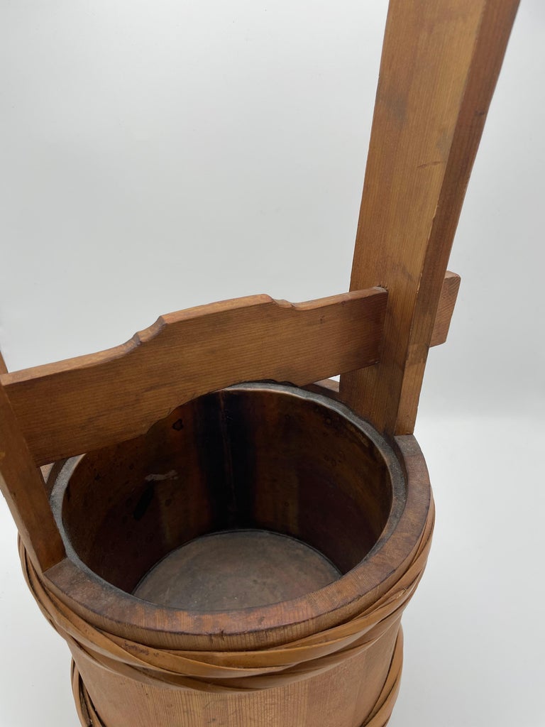 Antique Japanese Wooden Bucket 1950s-1970s For Sale at 1stDibs