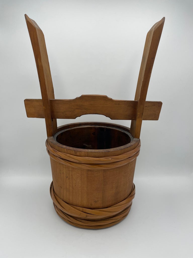 Antique Japanese Wooden Bucket 1950s-1970s For Sale at 1stDibs