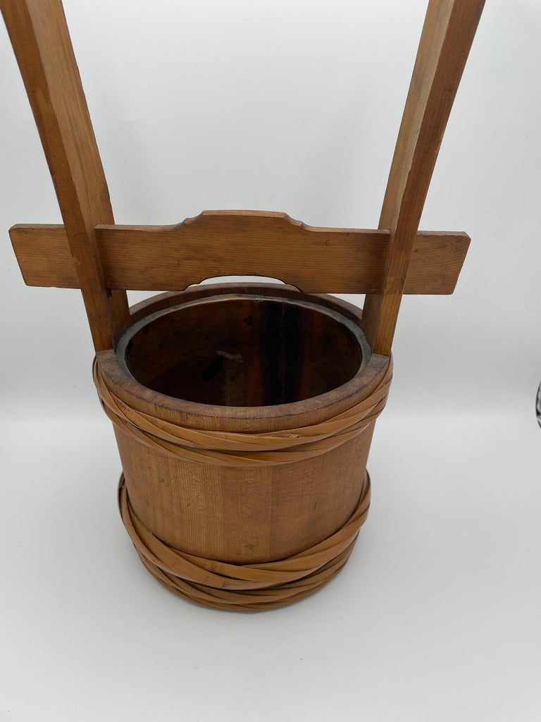 Antique Japanese Wooden Bucket 1950s-1970s For Sale at 1stDibs