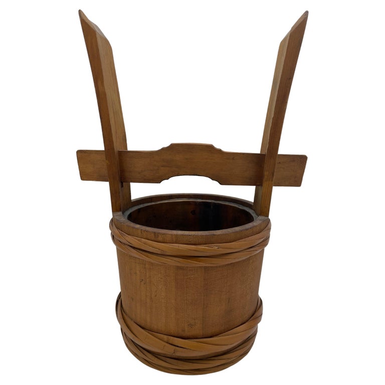 Antique Japanese Wooden Bucket 1950s-1970s For Sale at 1stDibs