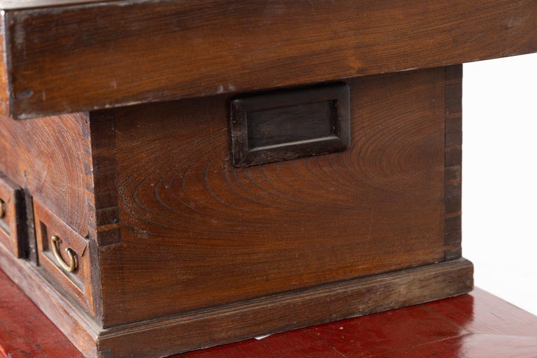Antique Japanese Wooden Hibachi with Metal Liner and Three Dovetailed ...
