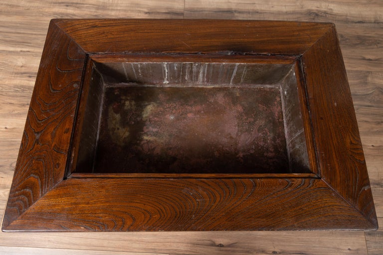 Antique Japanese Wooden Hibachi with Metal Liner and Three Dovetailed ...