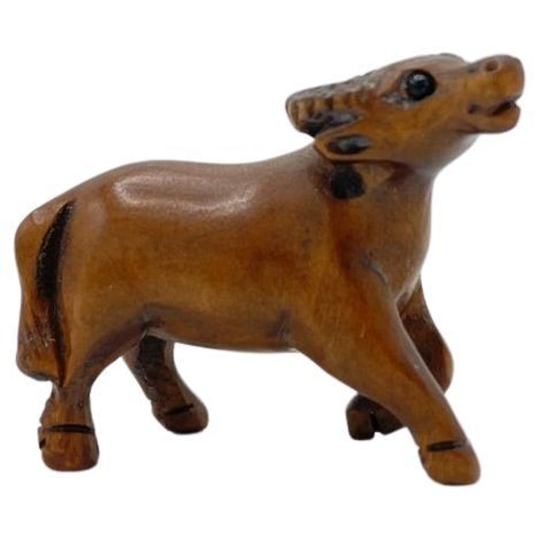 Antique Japanese Wooden Netsuke 'Deer' Meiji Era 1900s For Sale at 1stDibs