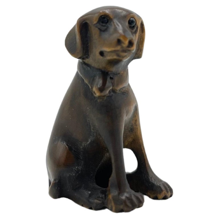 Antique Japanese Wooden Netsuke 'Dog' Meiji Era 1900s For Sale at 1stDibs