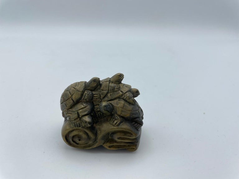 Antique Japanese Wooden Netsuke 'Five Turtles' Edo Era 1800s at 1stDibs