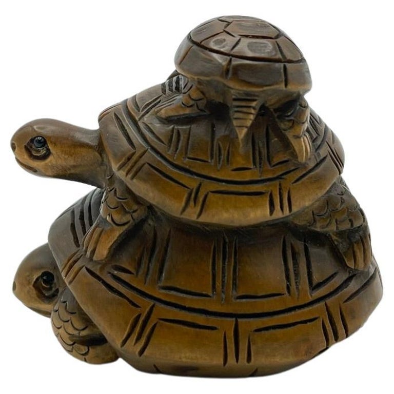Antique Japanese Wooden Netsuke 'Turtle' Edo Era 1800s For Sale at 1stDibs
