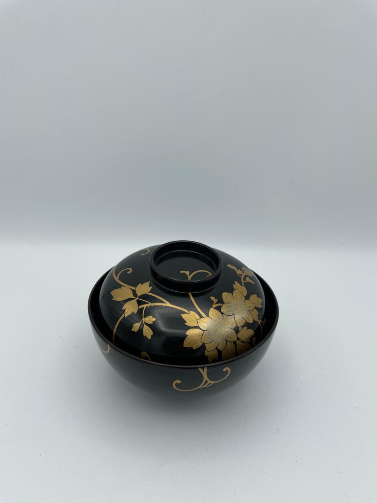 Antique Japanese Wooden Soup-Bowl with Wajima-Nuri, Japanese ...