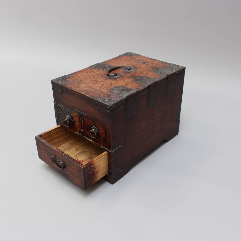 Antique Japanese Wooden Writing Box with Decorative Hardware 'Meiji Era ...