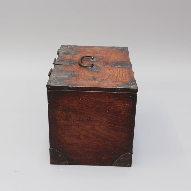 Antique Japanese Wooden Writing Box with Decorative Hardware 'Meiji Era ...