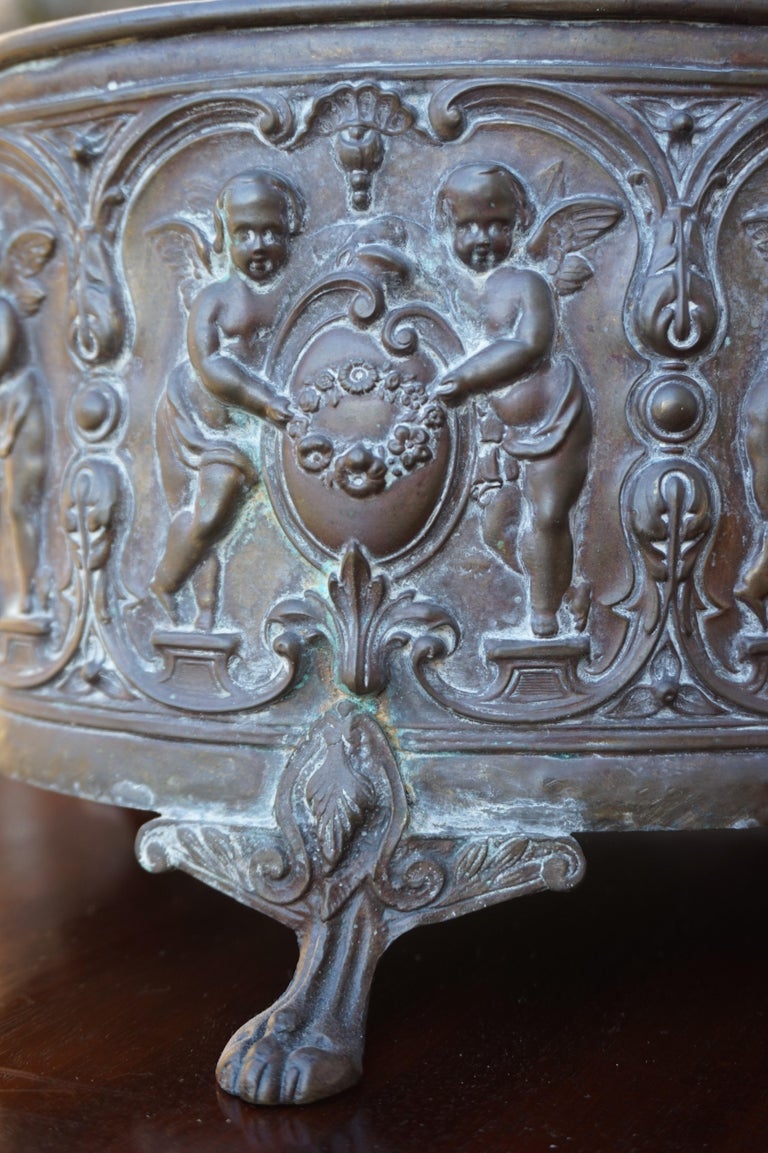 Antique Jardiniere / Planter Embossed, Angels in Deep Relief, Original ...