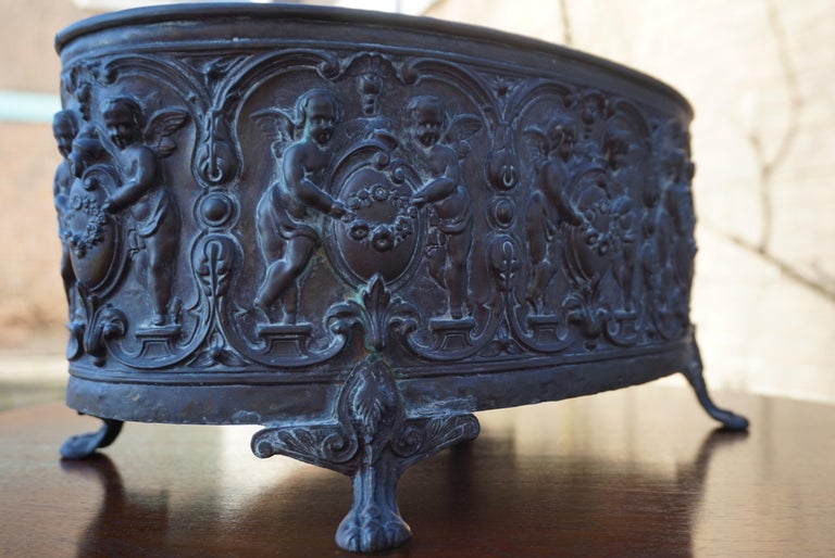 Antique Jardiniere / Planter Embossed, Angels in Deep Relief, Original ...
