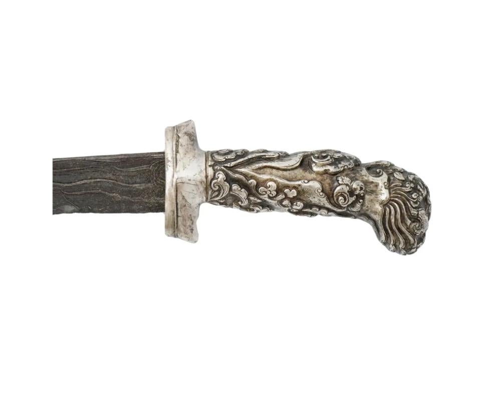 Antique Javanese Silver Pedang Lurus Straight Sword For Sale at 1stDibs
