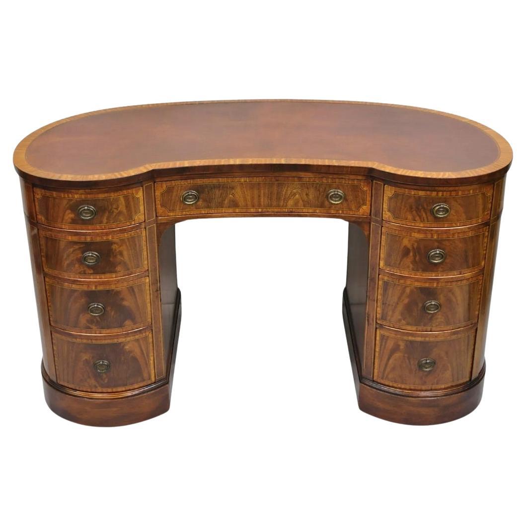 Antique John Stuart Georgian Banded Mahogany Leather Top Kidney Shaped ...