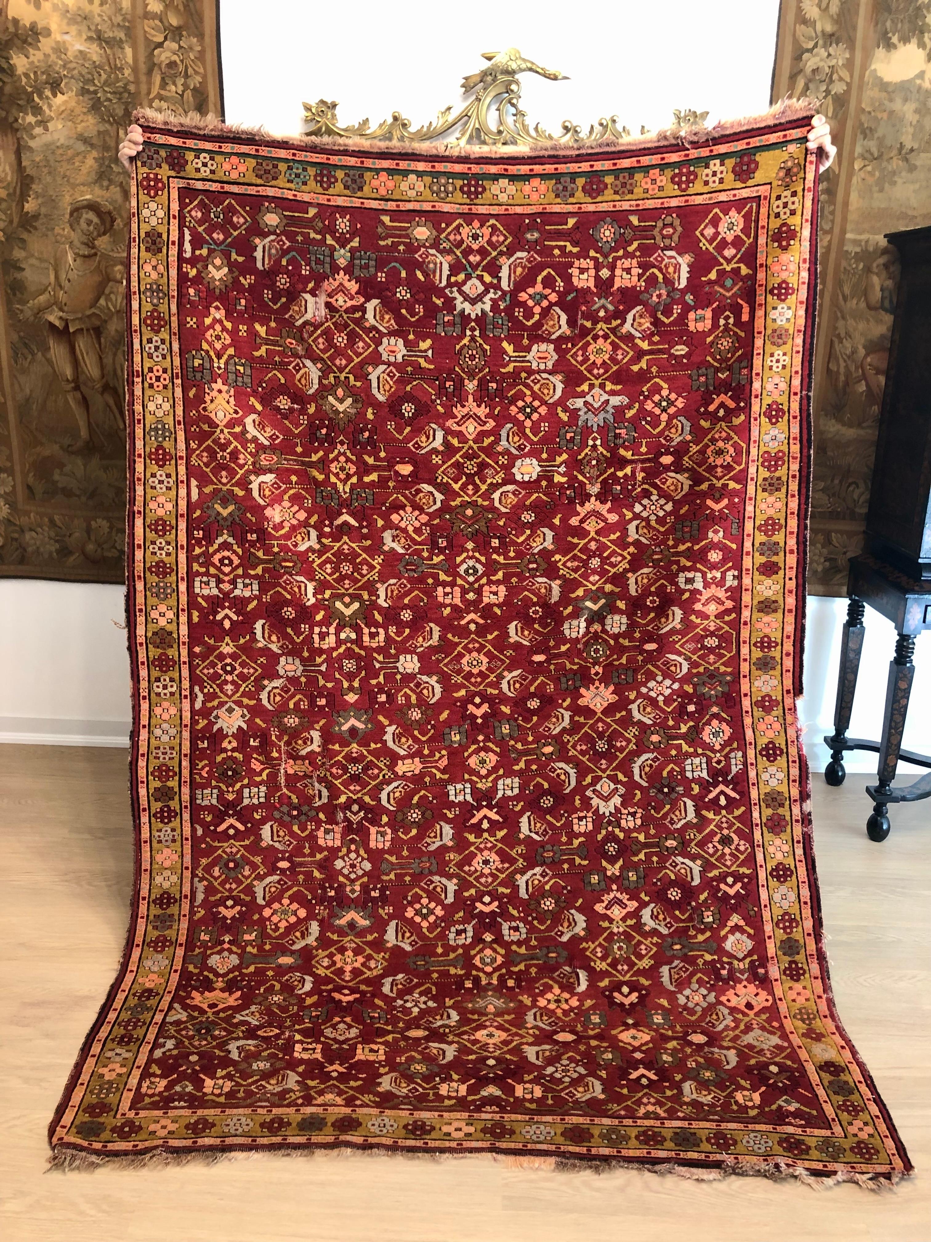 Antique Karabagh Carpet from Armenia, 19th Century, in Red and Green ...