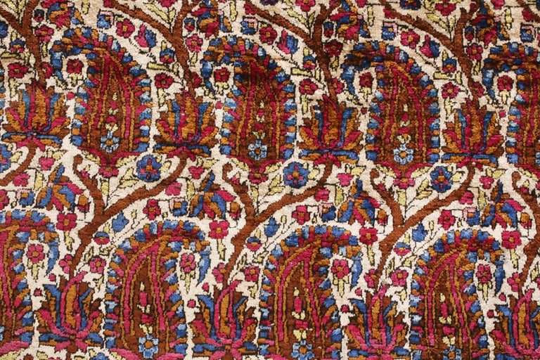 Antique Kashan Traditional Burgundy Red and Beige Wool Persian Rug For ...