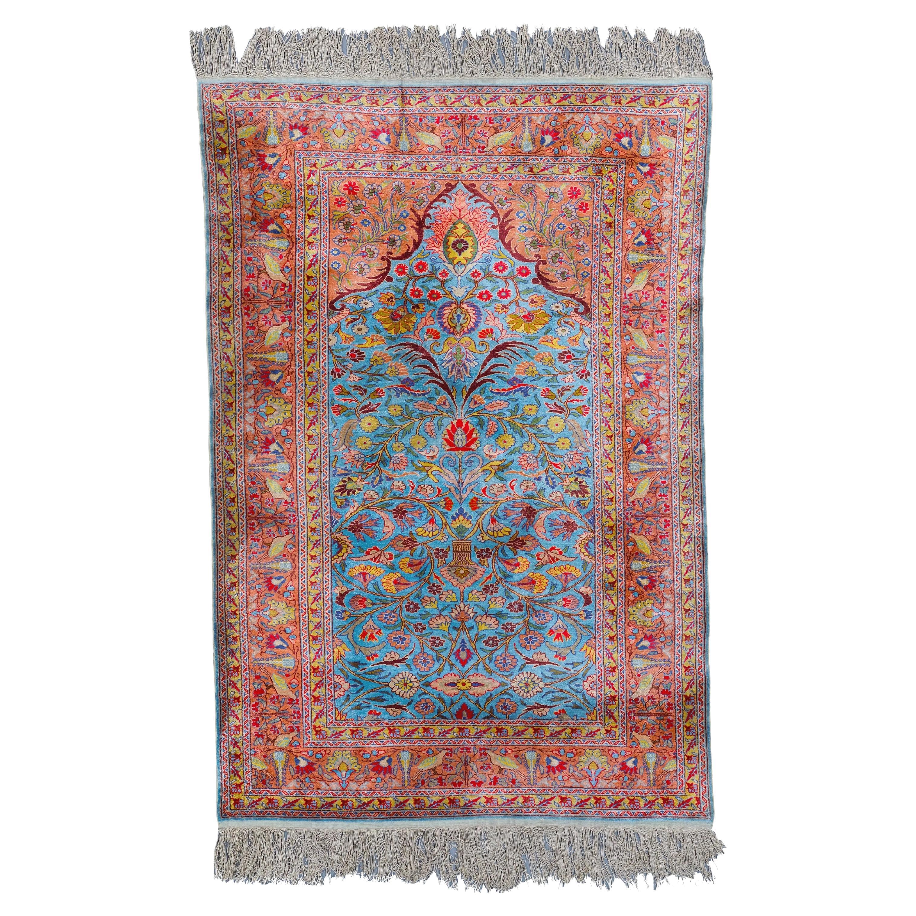 Bobyrug’s Nice Vintage Turkish Silk Kayseri Rug For Sale at 1stDibs