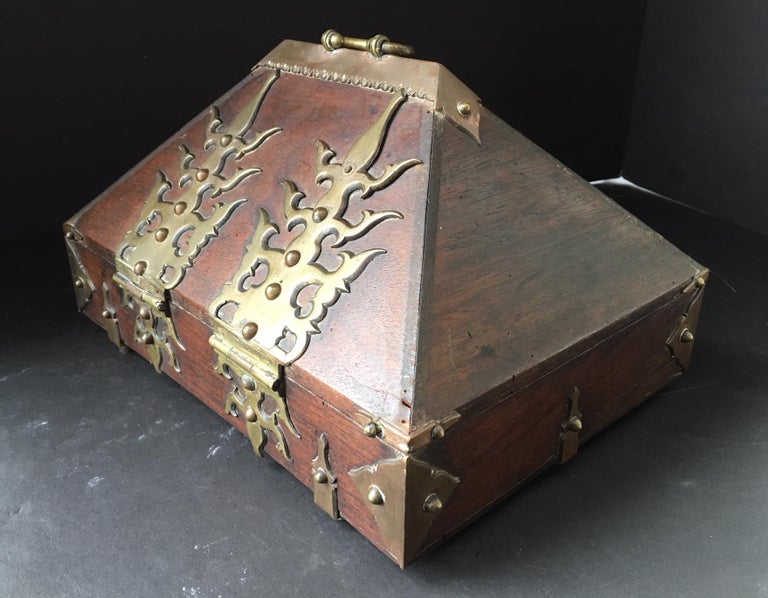 Antique Kerala Ethnic Indian Mahogany Jewelry Box with Brass Mounting ...