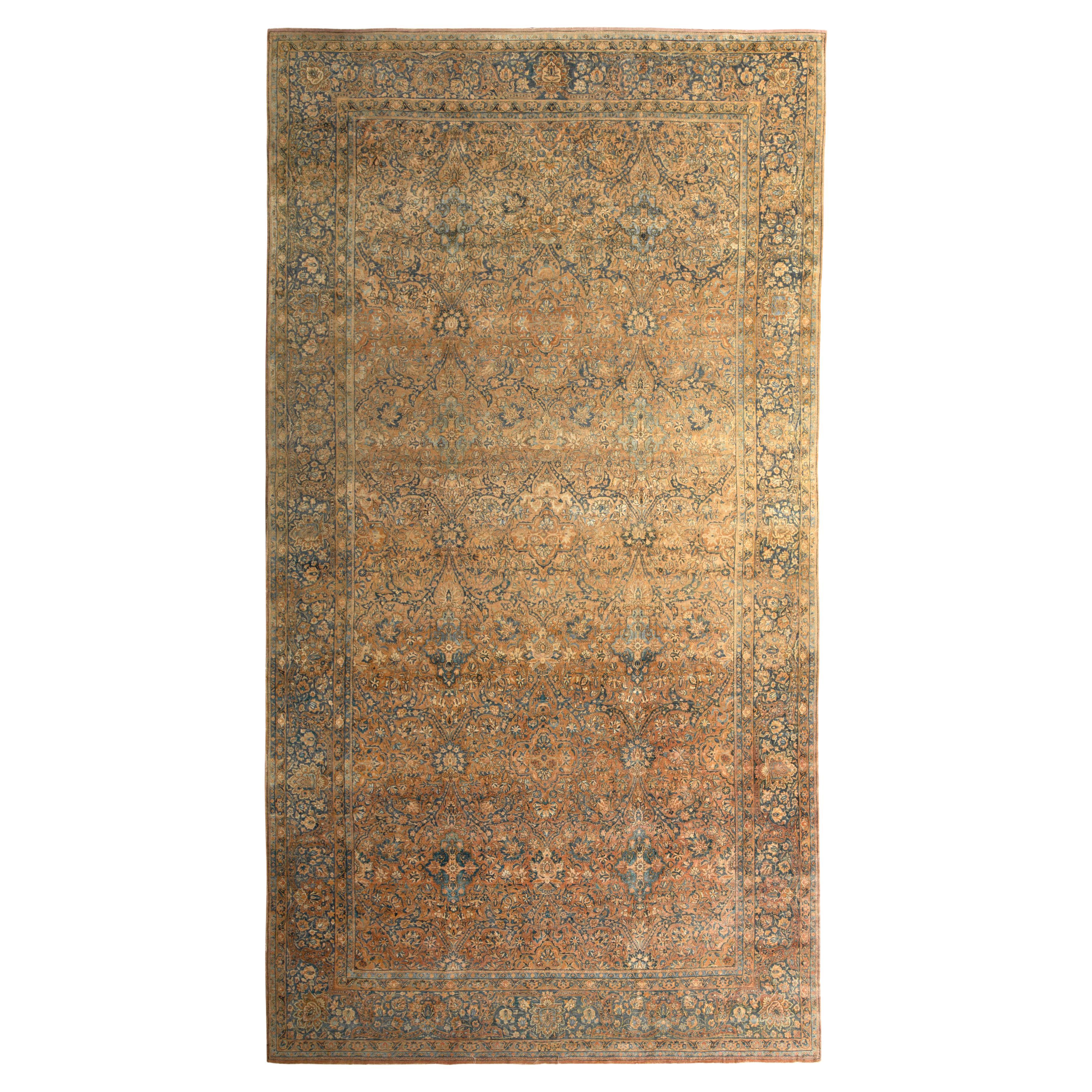 Antique Kerman Traditional Copper Brown Silk Persian Rug by Rug and ...