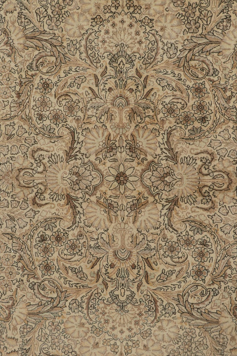 Antique Kerman Persian Rug with Gold and Blue Floral Pattern by Rug and ...