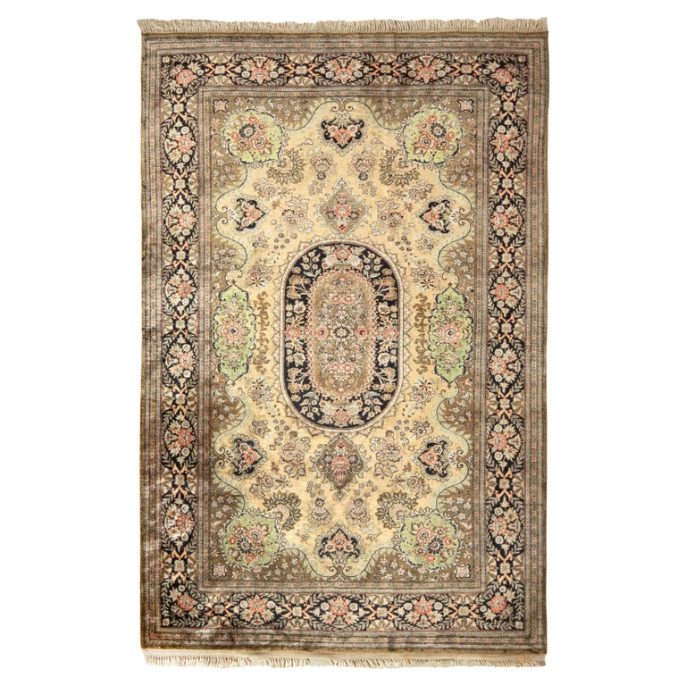 Antique Kerman Rug in an All over Brown, Beige Medallion Pattern by Rug ...