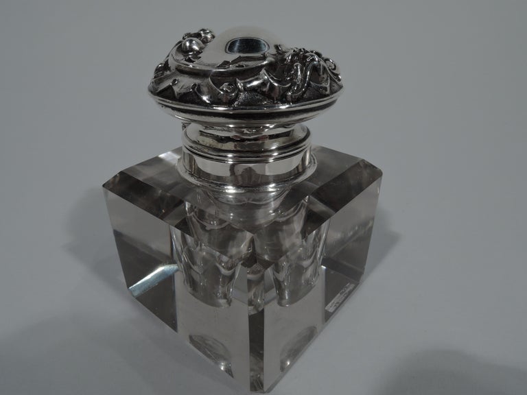 Antique Kerr Edwardian Classical Sterling Silver and Cut-Glass Inkwell ...