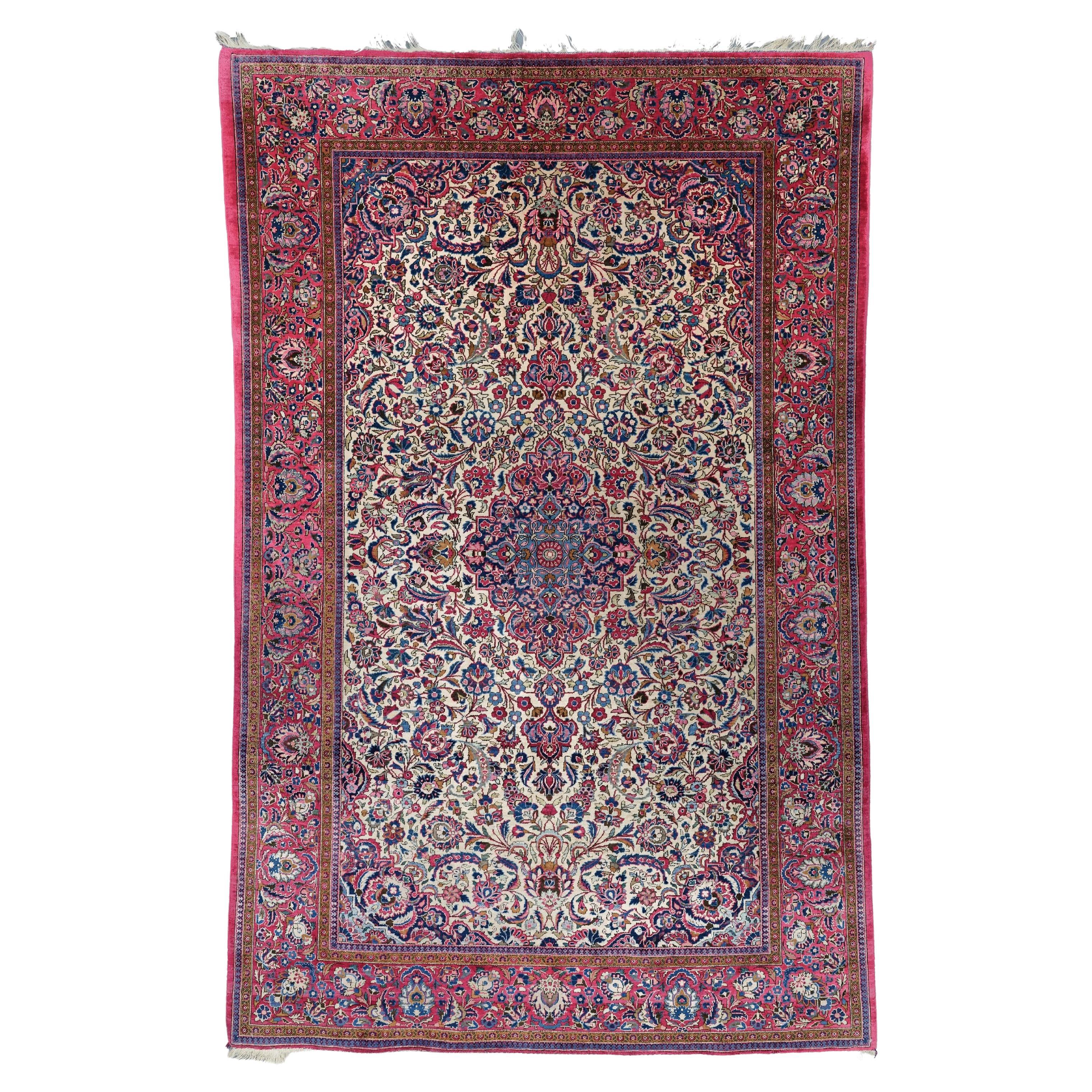 Antique Keshan Silk Rug - Late 19th Century Silk Keshan Rug For Sale at ...