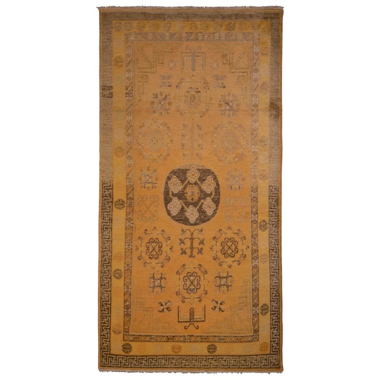 Antique Khotan Rug Gold and Beige Medallion Pattern by Rug and Kilim ...