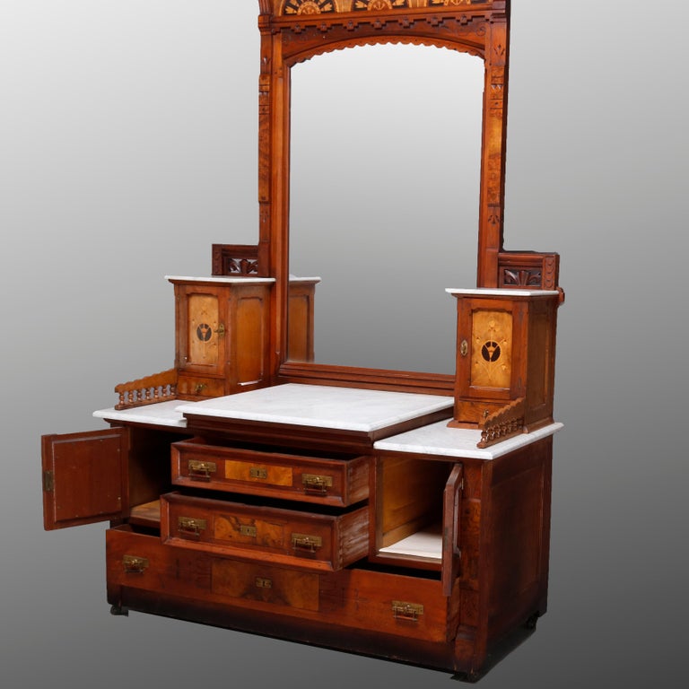 Antique Kimbel and Cabus Carved Walnut, Burl and Marquetry Bedroom Suit ...