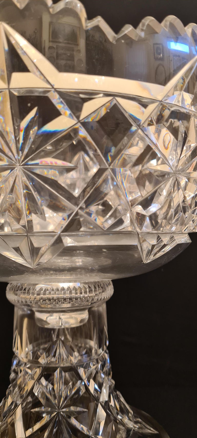 Antique large American brilliant Cut Crystal Punch Bowl by Hawkes For ...