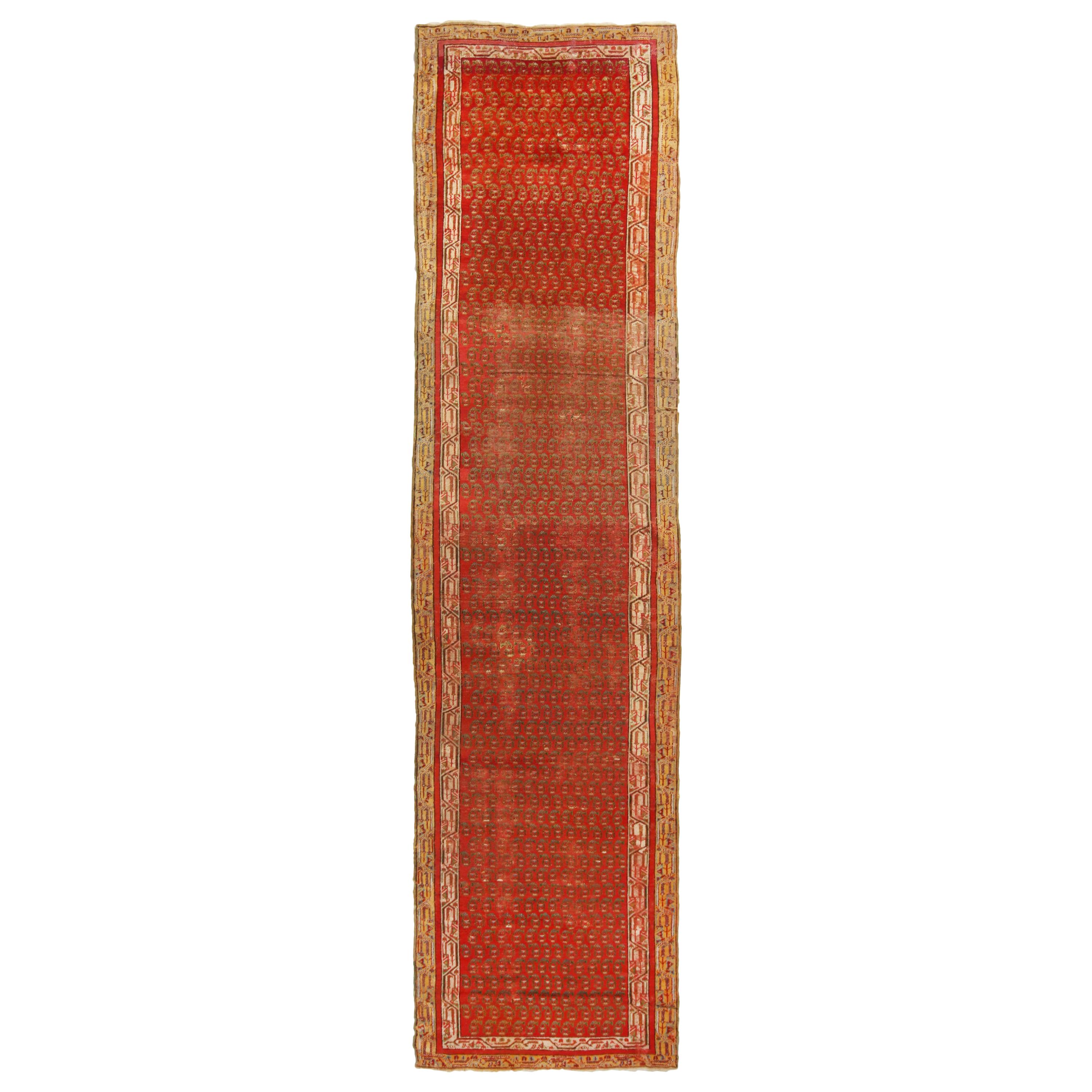 Vintage Midcentury Beige Rainbow Wool Runner with Floral Patterns at ...