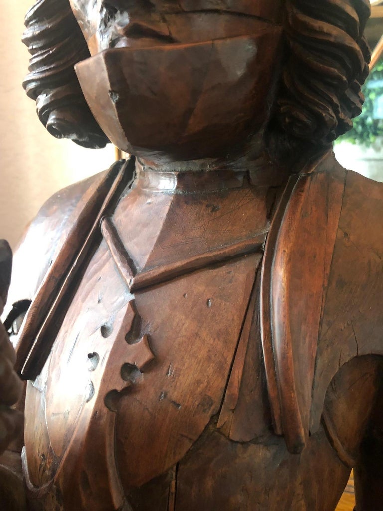 Antique Knight Saint Carved Statue Figure St. George Soldier Medieval ...