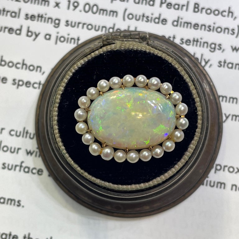 Antique Kohn 14k Yellow Gold Handmade Opal and Pearl Brooch For Sale at ...