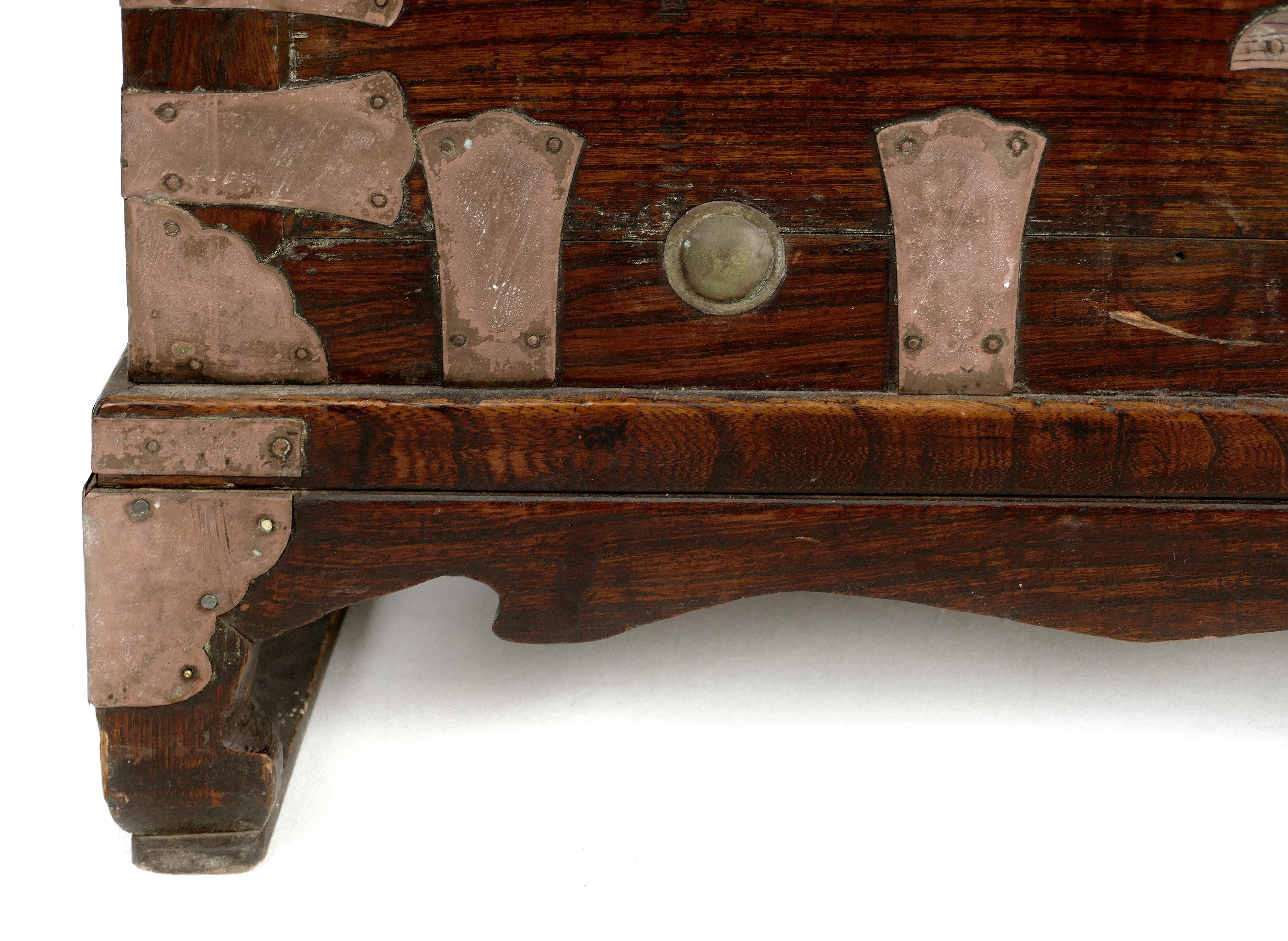 Antique Korean Bandaji Metal Mounted Chest with Brass Lock For Sale at ...