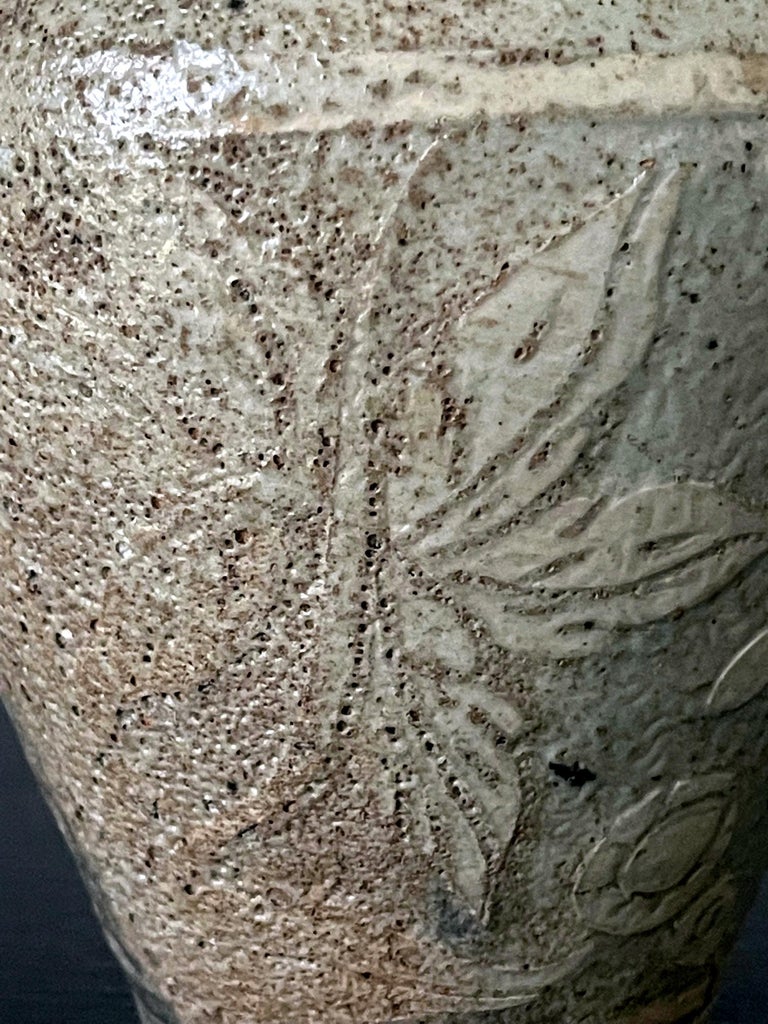 Antique Korean Buncheong Ceramic Vase with Incised Designs For Sale at ...