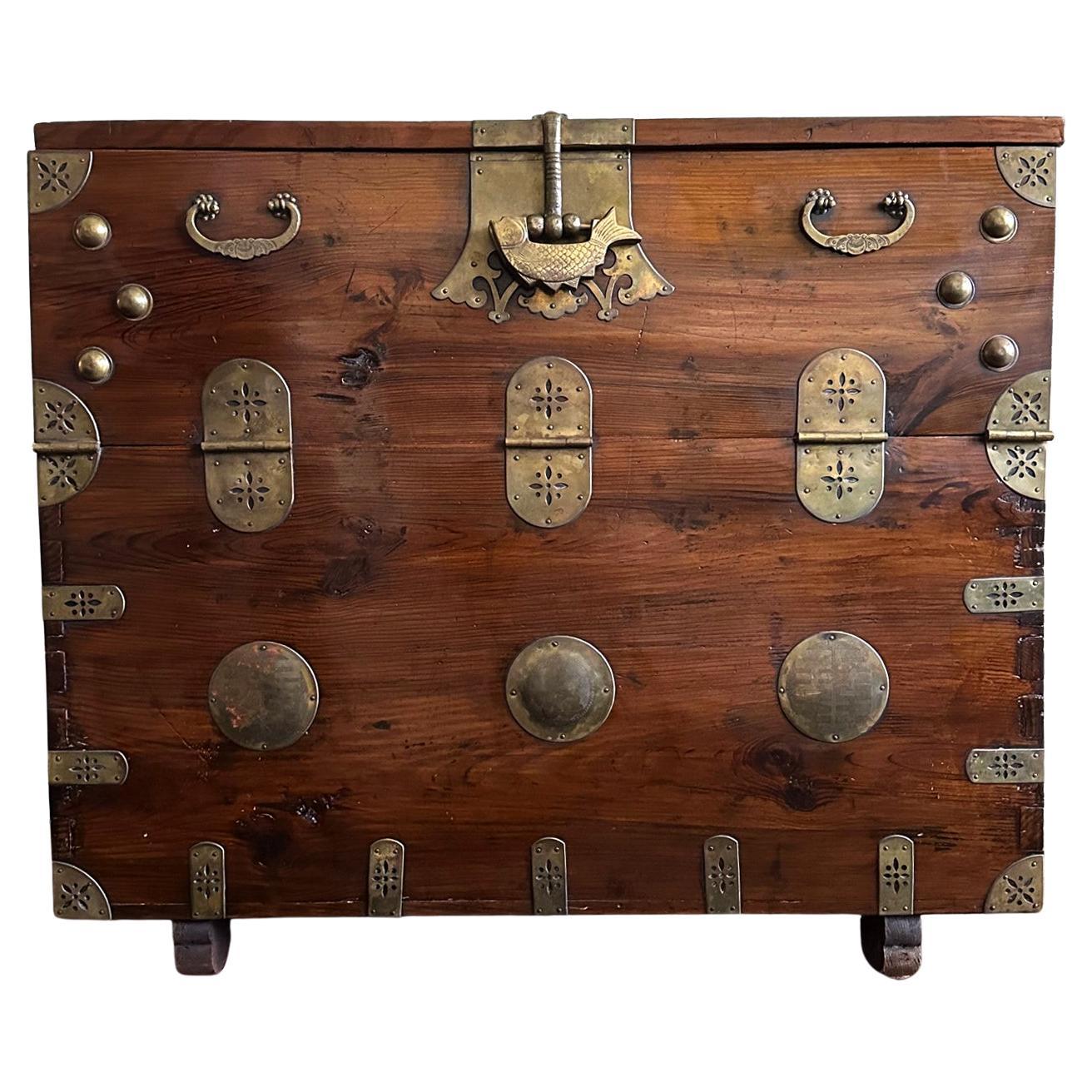 Tall Korean Lacquered Wood Clothing Chest at 1stDibs