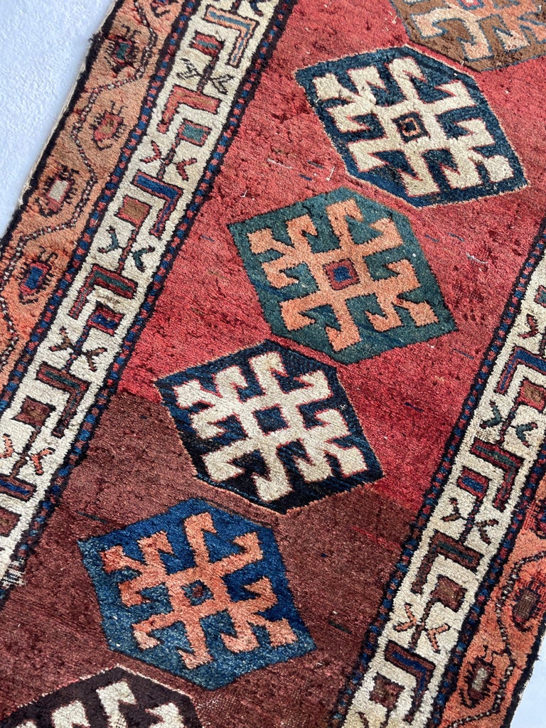 Antique Kurdish-Kazak Geometric Motifs Runner, circa 1920's For Sale at ...