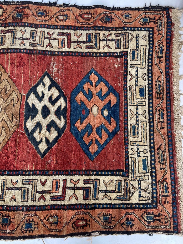 Antique Kurdish-Kazak Geometric Motifs Runner, circa 1920's For Sale at ...