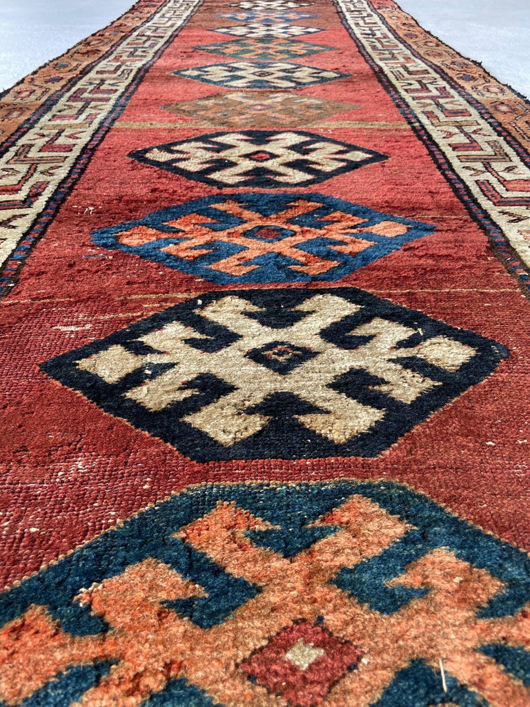 Antique Kurdish-Kazak Geometric Motifs Runner, circa 1920's For Sale at ...