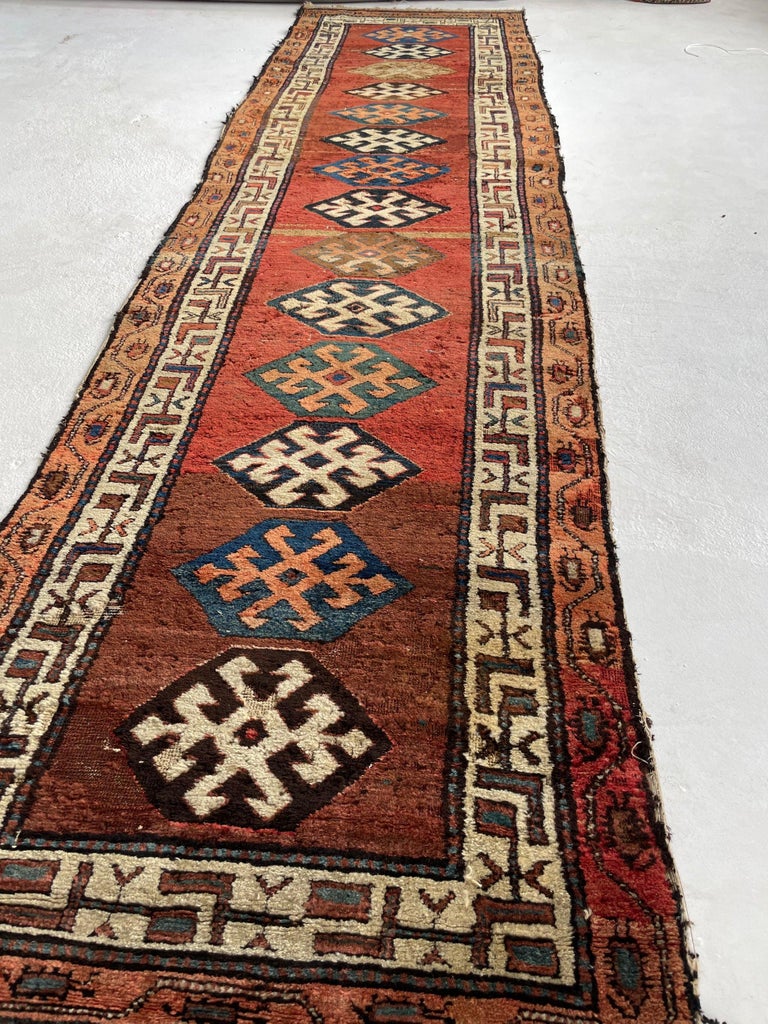 Antique Kurdish-Kazak Geometric Motifs Runner, circa 1920's For Sale at ...
