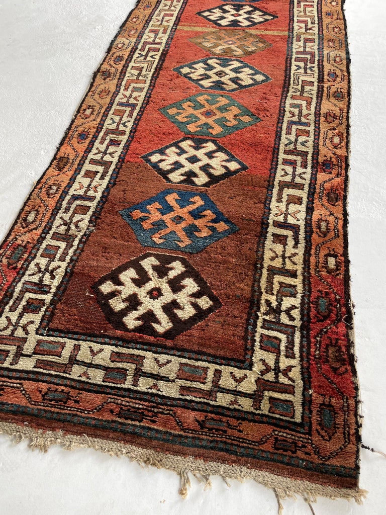 Antique Kurdish-Kazak Geometric Motifs Runner, circa 1920's For Sale at ...