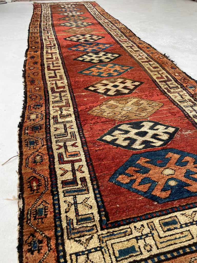 Antique Kurdish-Kazak Geometric Motifs Runner, circa 1920's For Sale at ...